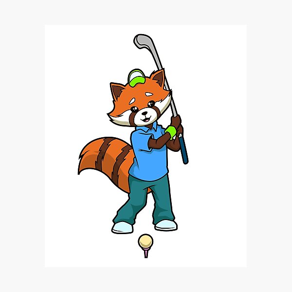 "Cartoon red panda plays golf - golfer" Photographic Print by pixelbull ...
