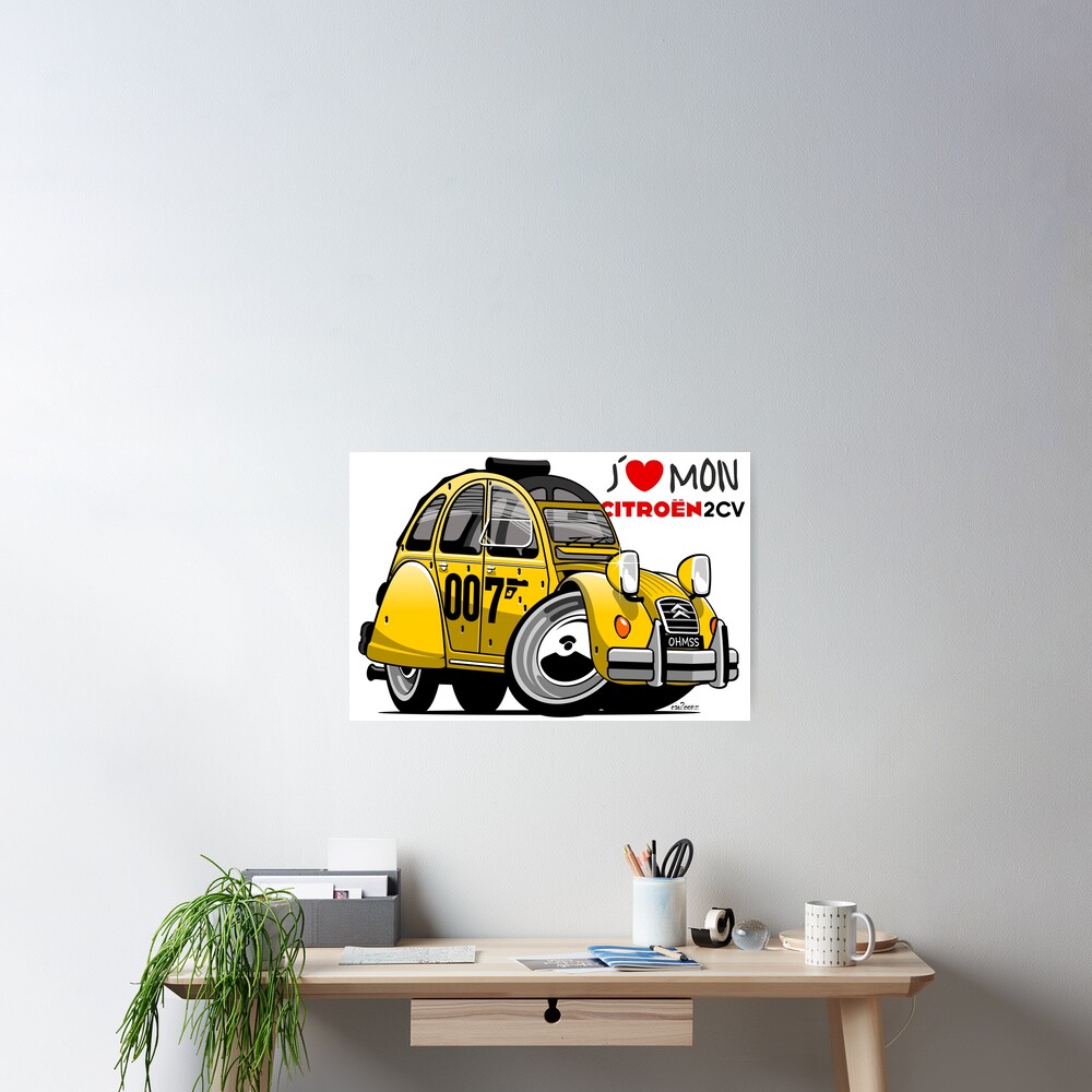 "Citroën 2CV caricature yellow 007" Poster by car2oonz | Redbubble