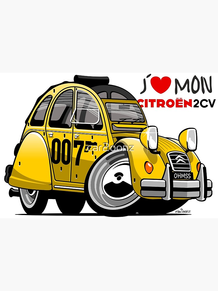 "Citroën 2CV caricature yellow 007" Poster by car2oonz | Redbubble