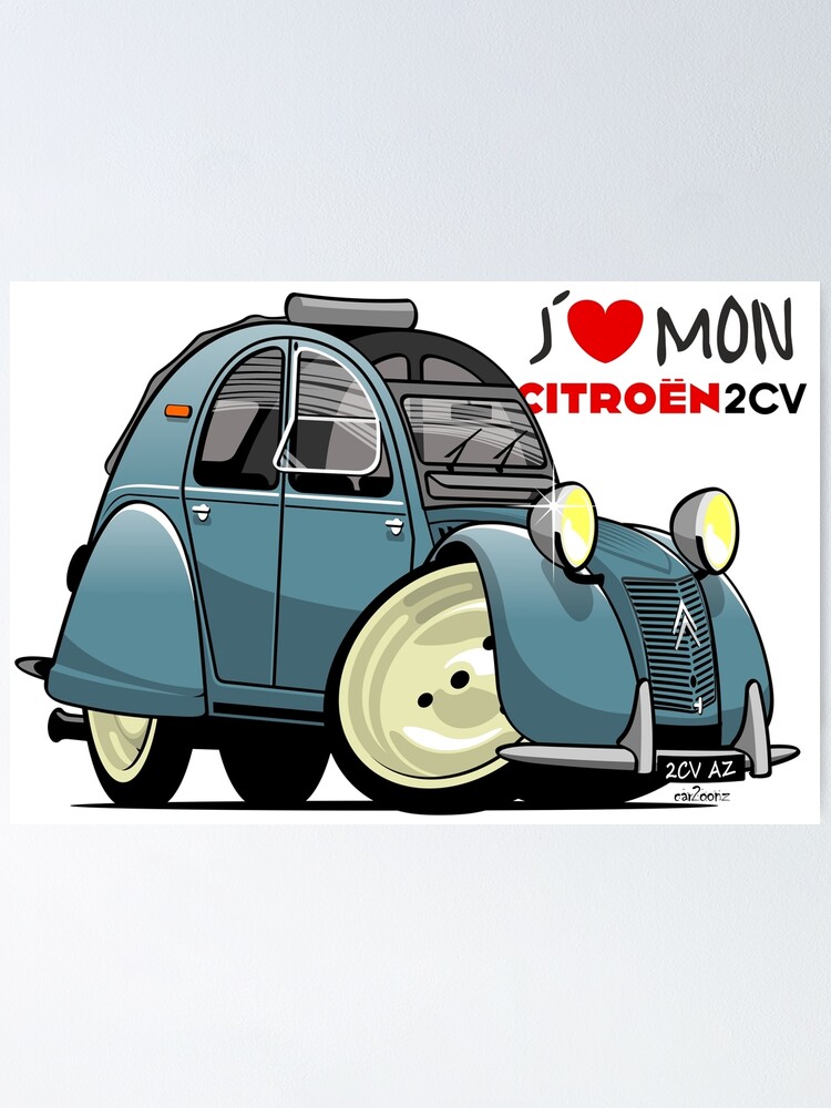 "Citroën 2CV AZ caricature turquoise" Poster by car2oonz | Redbubble