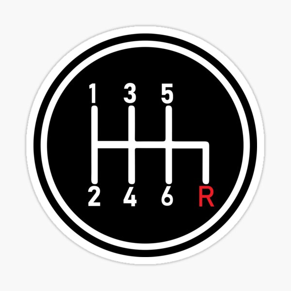 "6 Speed Manual Transmission Logo 1 (Red R Bottom Right)" Sticker for ...