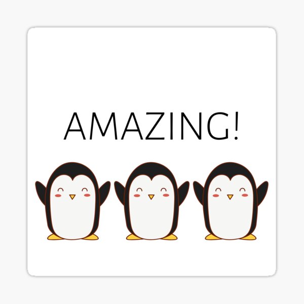"Penguins cheering amazing!" Sticker for Sale by Rani-art | Redbubble