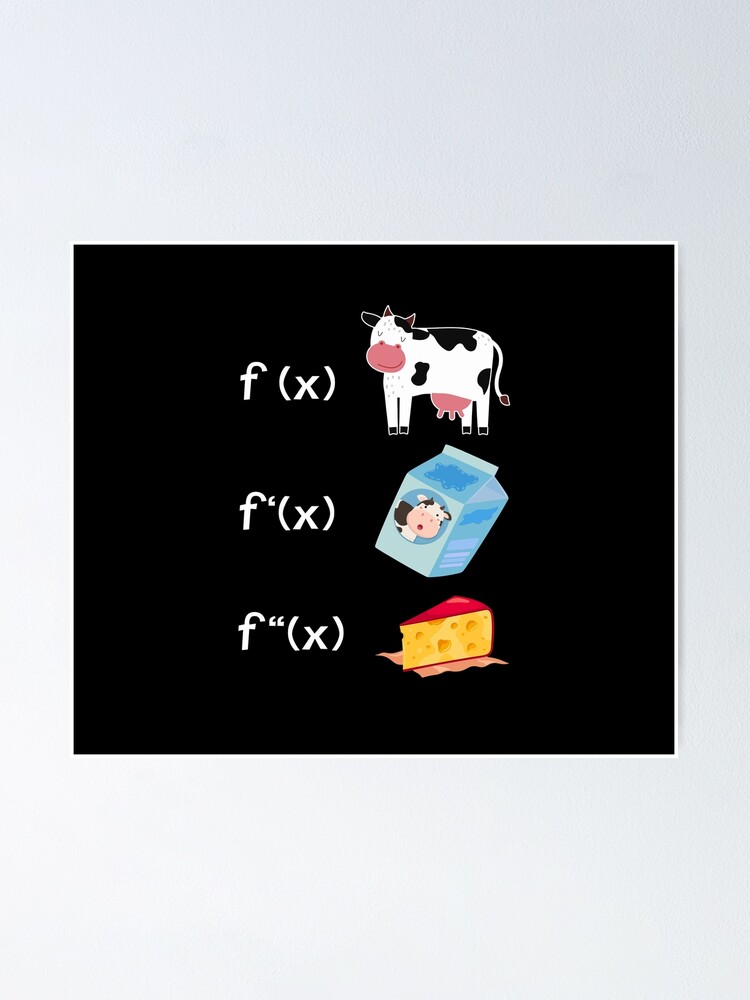 "Funny Math Teacher Art Cow Milk Cheese Calculus Formula" Poster for ...