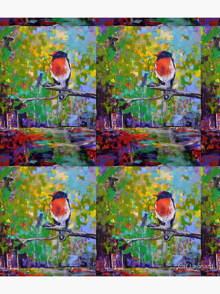 Red Crested Robin in Paradise, expressive painting. | Backpack sold by ...