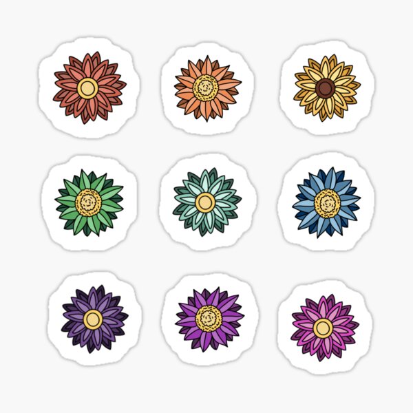 "Rainbow Flower Sticker Pack" Sticker by MadDino101 | Redbubble