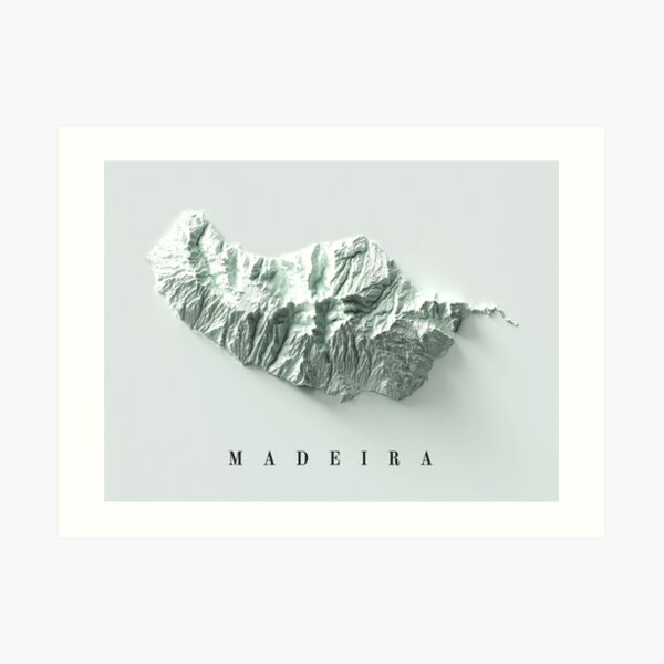 "Madeira Island, Portugal Relief Map 3D digitally-rendered" Art Print ...