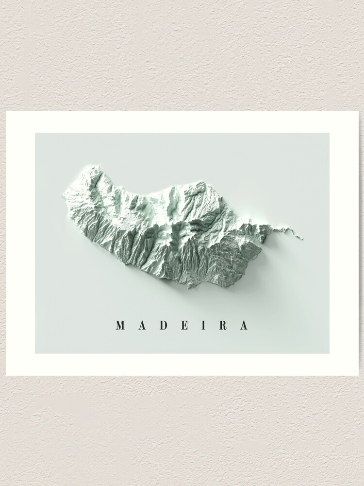 "Madeira Island, Portugal Relief Map 3D digitally-rendered" Art Print ...