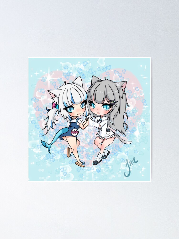 "Gawr Gura and Nacho Neko" Poster by capsi | Redbubble