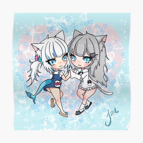 "Gawr Gura and Nacho Neko" Poster by capsi | Redbubble