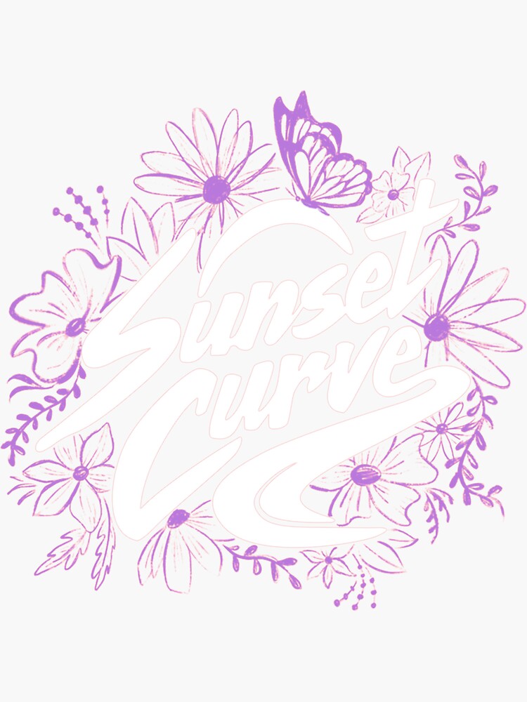 "Sunset Curve Purple Floral, Purple Floral Sunset Curve" Sticker for ...