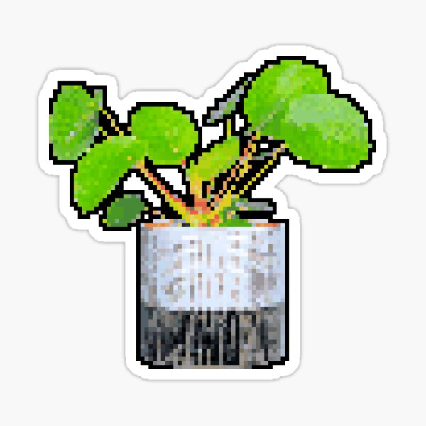 "Pilea Peperomiodes Pixel Plant" Sticker for Sale by yourfriendashna ...