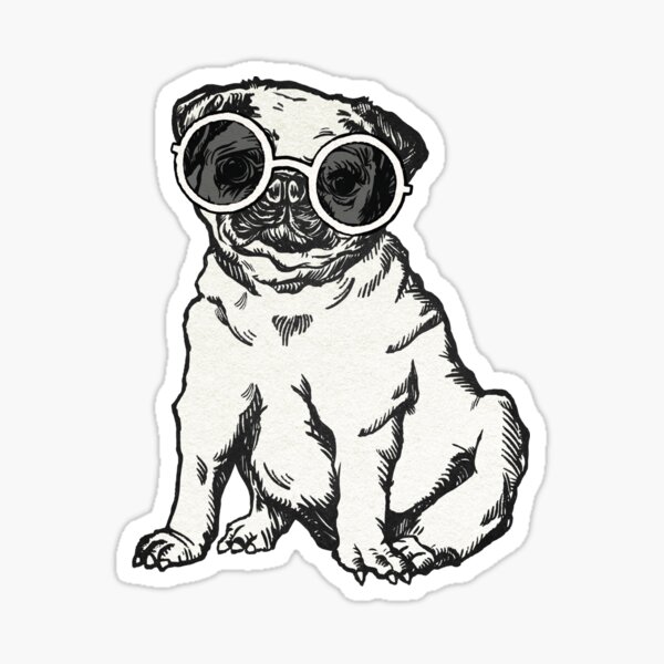 "Pug Dog with Round Sunglasses " Sticker for Sale by Englishmistress ...