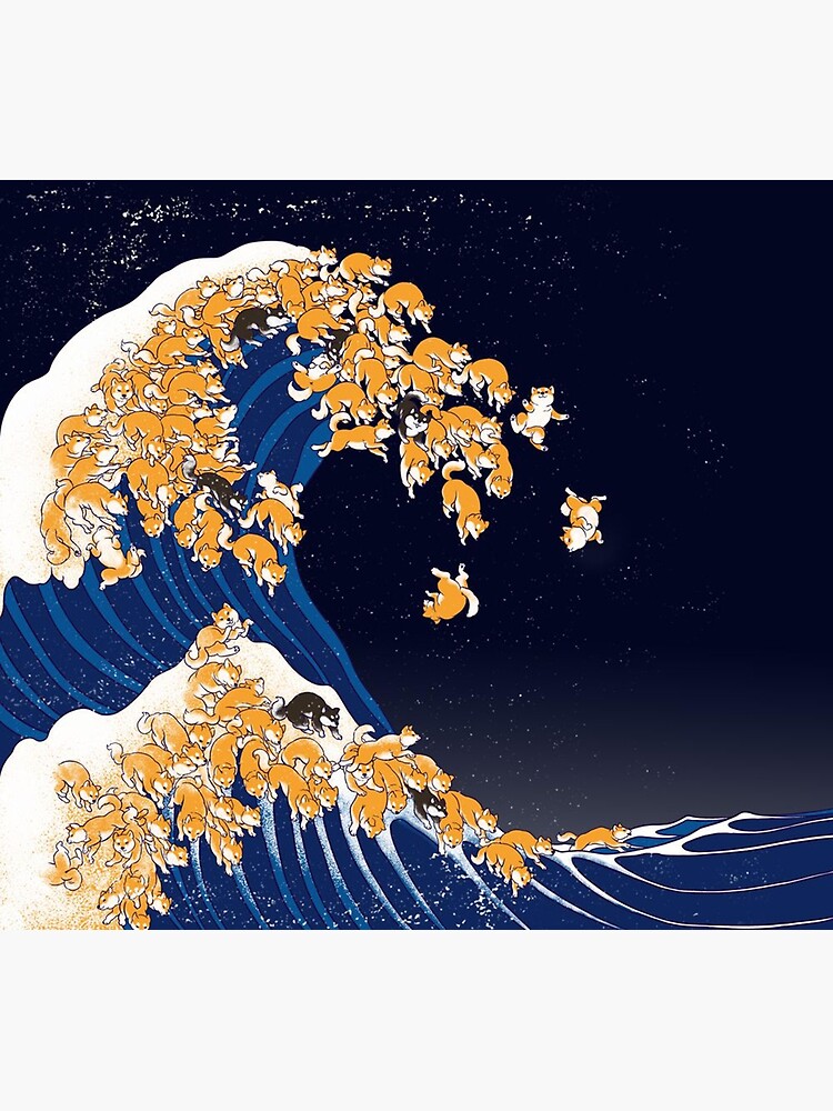 "Shiba Inu The Great Wave Night" Poster by gabbardelizabet | Redbubble