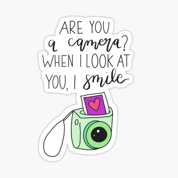 "Camera Cheesy Pickup Line | Valentines Romantic Anniversary" Sticker ...