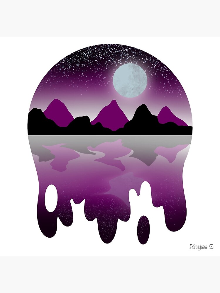 "Subtle Pride Merch: Asexual Moonlight Mountain Landscape Drip" Poster ...