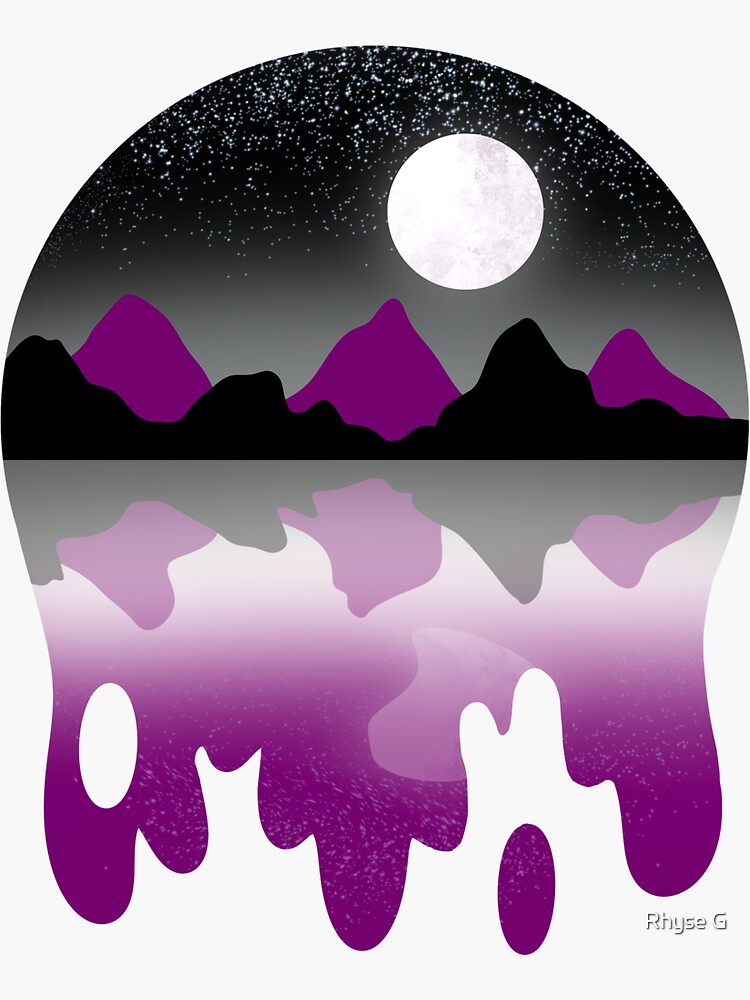 "Subtle Pride Merch: Asexual Moonlight Mountain Landscape Drip 2 ...