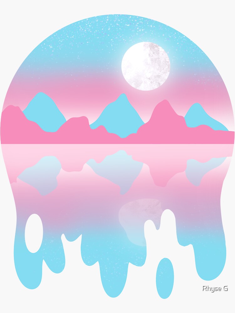 "Subtle Pride Merch: Transgender Moonlight Mountain Landscape Drip ...