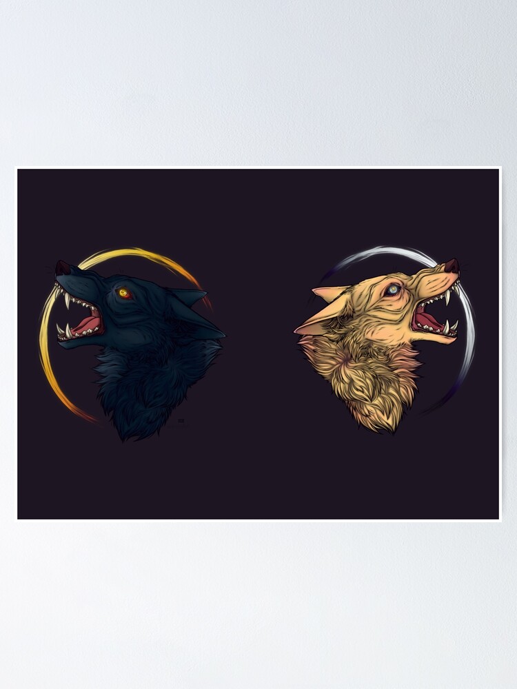 "sun and moon wolves - aforceofart" Poster by aforceofart | Redbubble