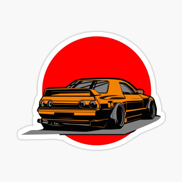 "R32 skyline GTR Godzilla jdm poster" Sticker by ASAKDESIGNS | Redbubble