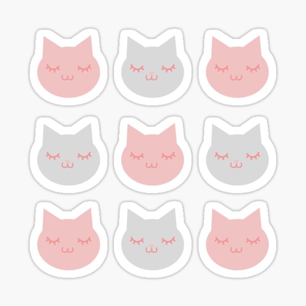 "Pink & Gray Cat Sticker Pack" Sticker for Sale by Sanika33 | Redbubble