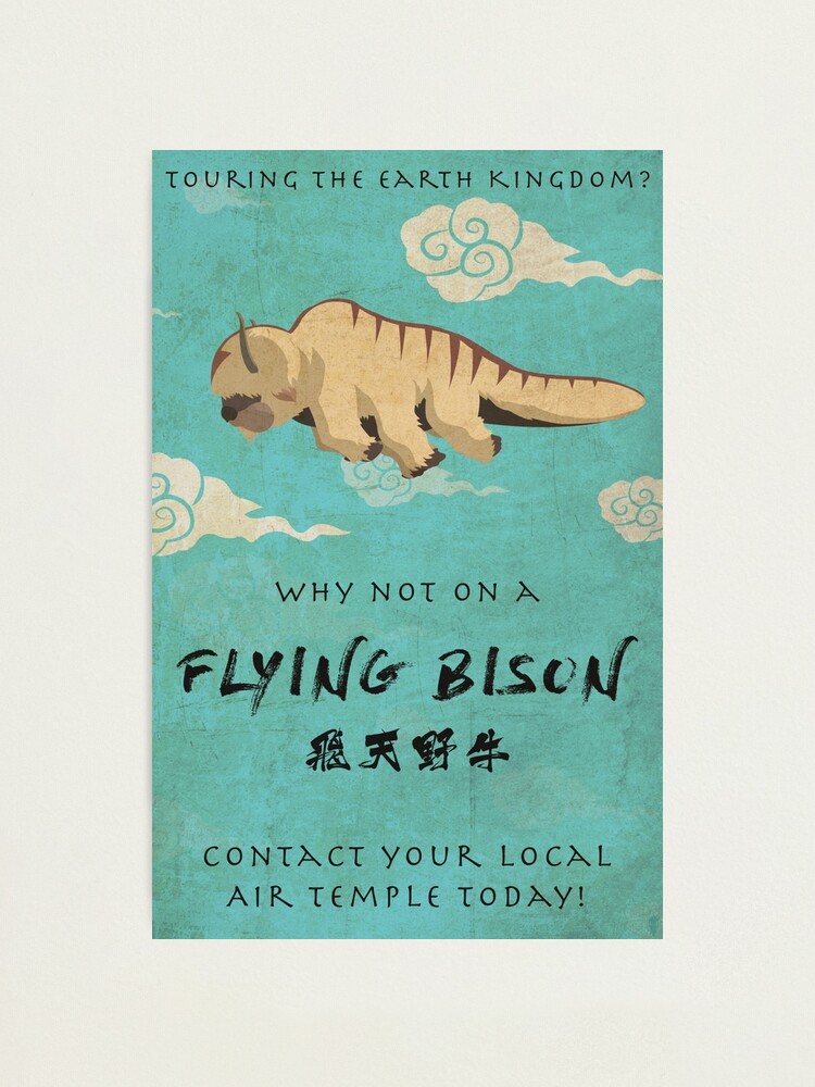 "Vintage Flying Bison Travel Poster" Photographic Print for Sale by ...