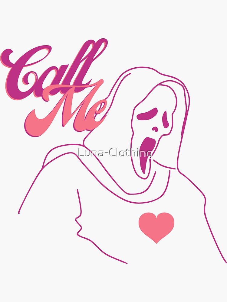 "Scream Film Print Call Me Valentines Day funny romantic print" Sticker ...