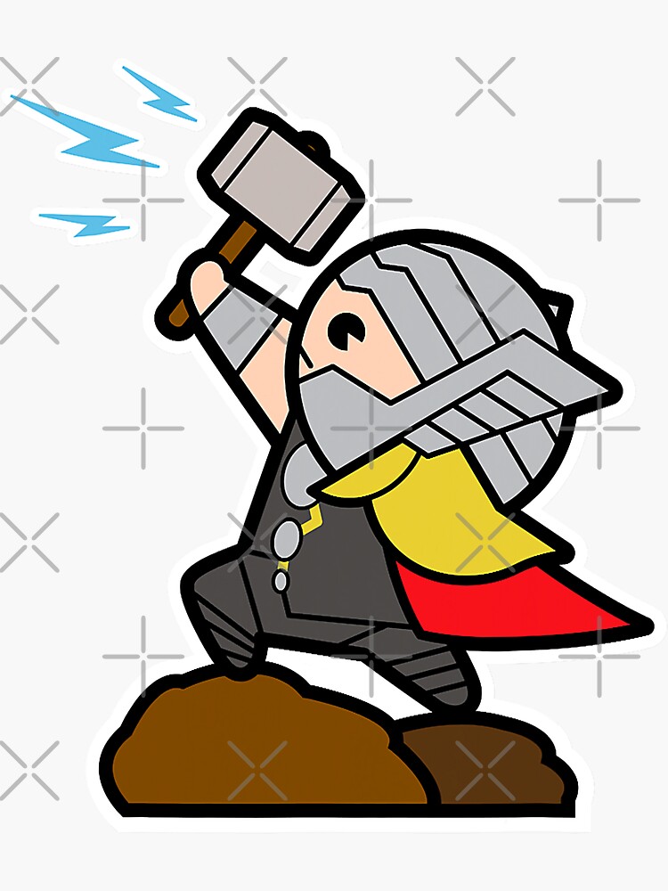 "Mjolnir Hammer Cute Kawaii Graphic" Sticker for Sale by RaymondDiaz1 ...
