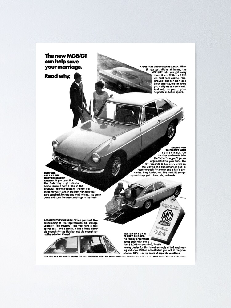 "MG MGB GT - ADVERT" Poster for Sale by ThrowbackM3 | Redbubble
