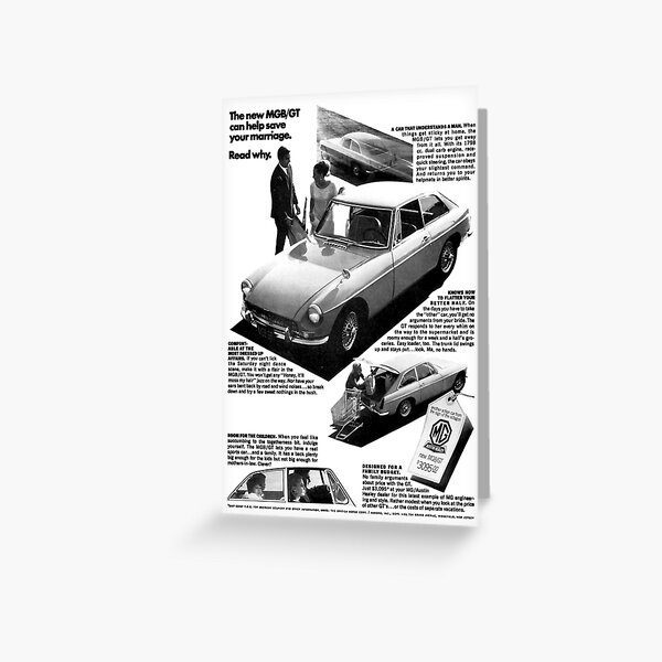 "MG MGB GT - ADVERT" Greeting Card by ThrowbackM3 | Redbubble