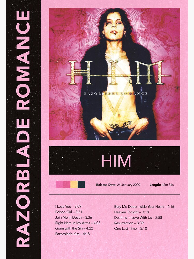 "Him Band Razorblade Romance Poster Minimal Heartagram Him Logo ...