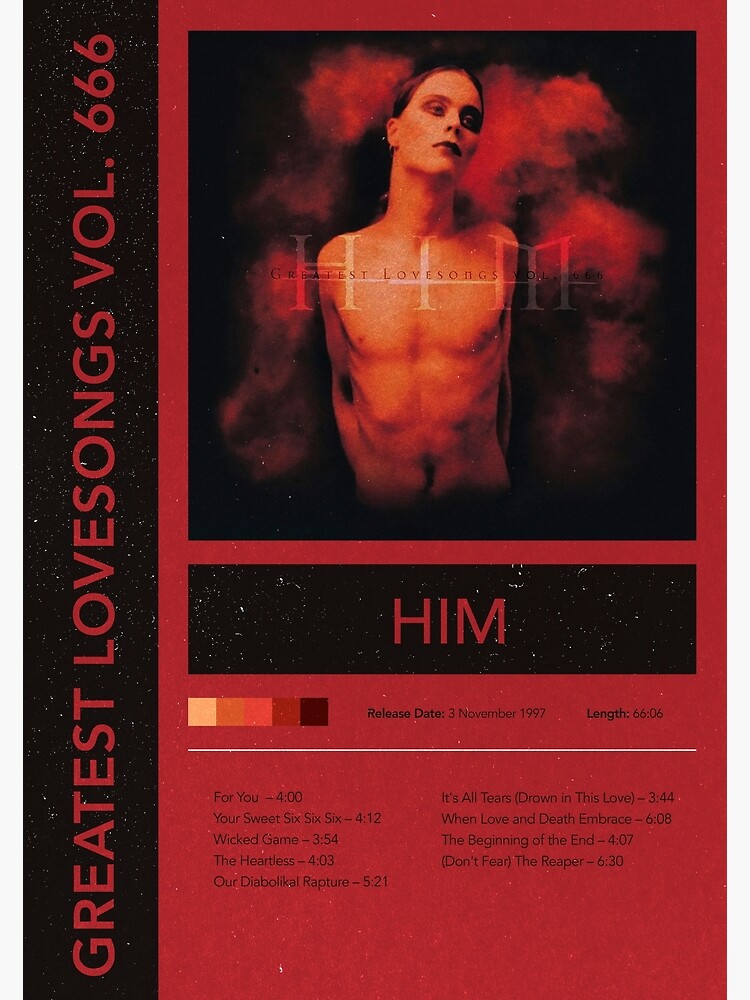 "Him Band Greatest Lovesongs Vol 666 Poster Minimal Heartagram Him Logo ...