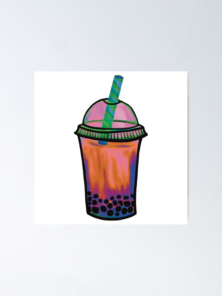 "Sunset Boba Tea Illustration" Poster for Sale by ZaraRoza | Redbubble