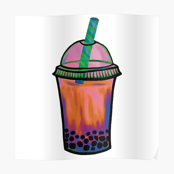 "Sunset Boba Tea Illustration" Poster for Sale by ZaraRoza | Redbubble