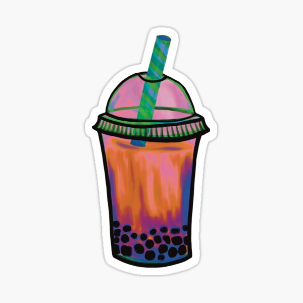 "Sunset Boba Tea Illustration" Sticker by ZaraRoza | Redbubble