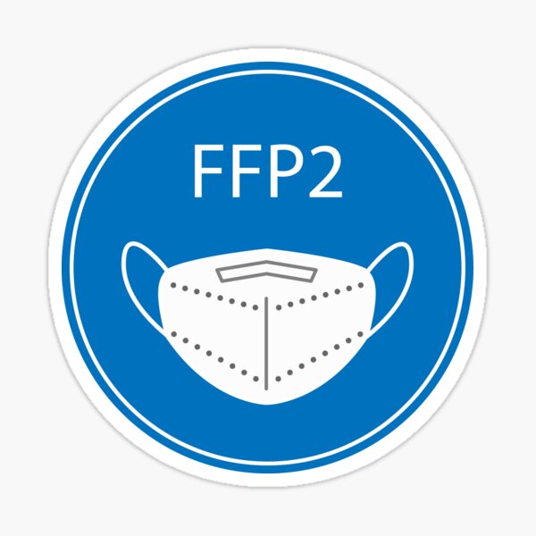 "Blue round sign: wear a mask. FFP2" Sticker for Sale by i-am-helen ...