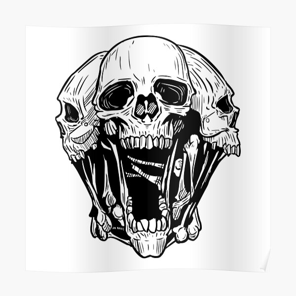 "three skull vector illustration" Poster for Sale by graphicbidu | Redbubble