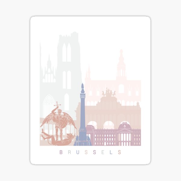 "Brussels skyline poster Pastel" Sticker for Sale by paulrommer | Redbubble