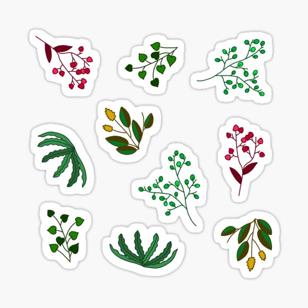 "Plants Pattern \ Navy Blue Background" Sticker by Anma-H | Redbubble