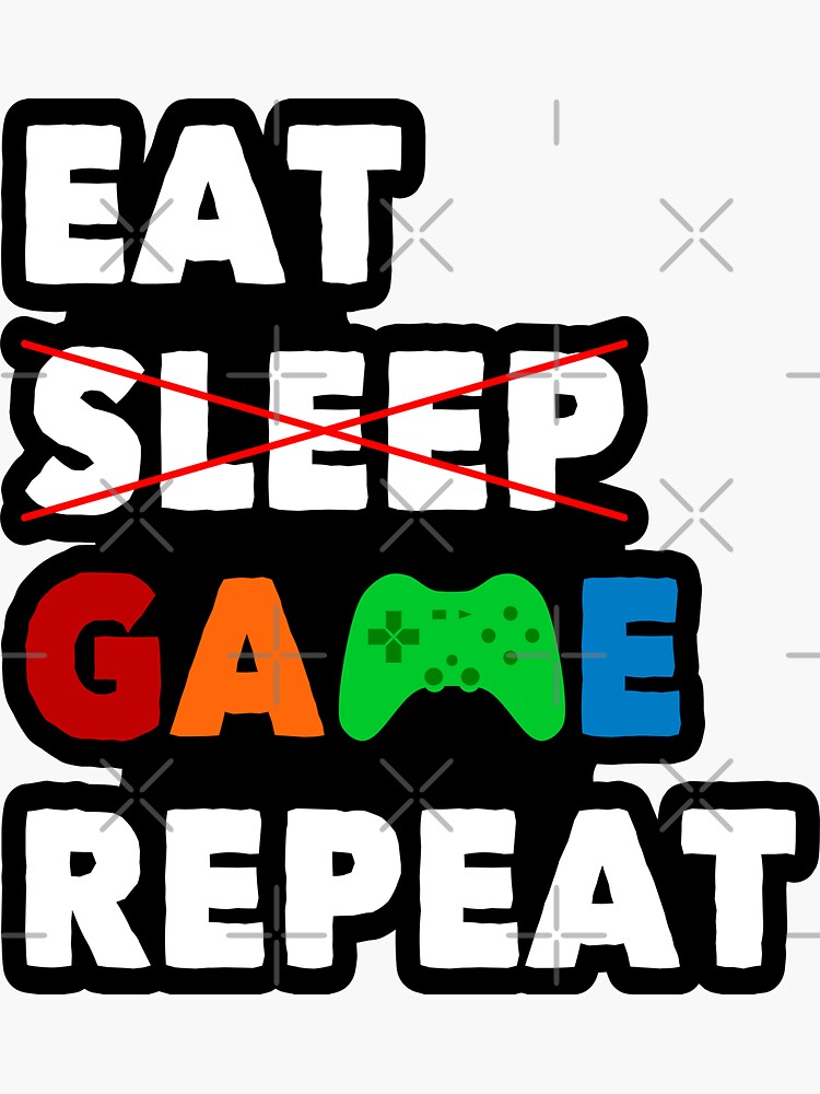 "Eat Sleep Game Repeat | Video Gaming Quote | Funny Gamer" Sticker for ...