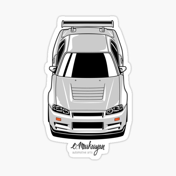 "Skyline R34 GT-R (white)" Sticker by OlegMarkaryan | Redbubble