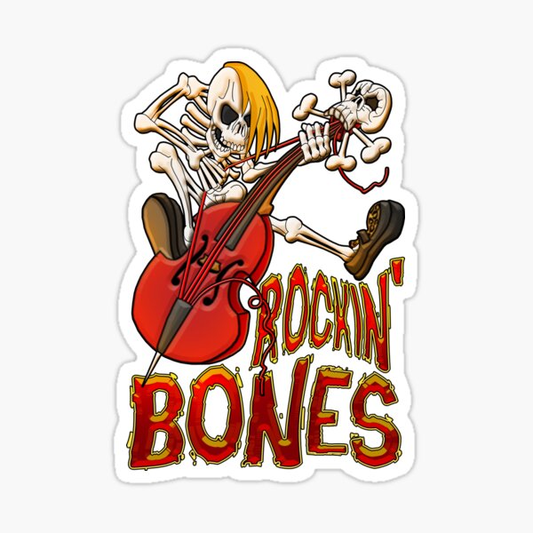 "Rockin Bones - full colour" Sticker for Sale by Peter Gilmore | Redbubble
