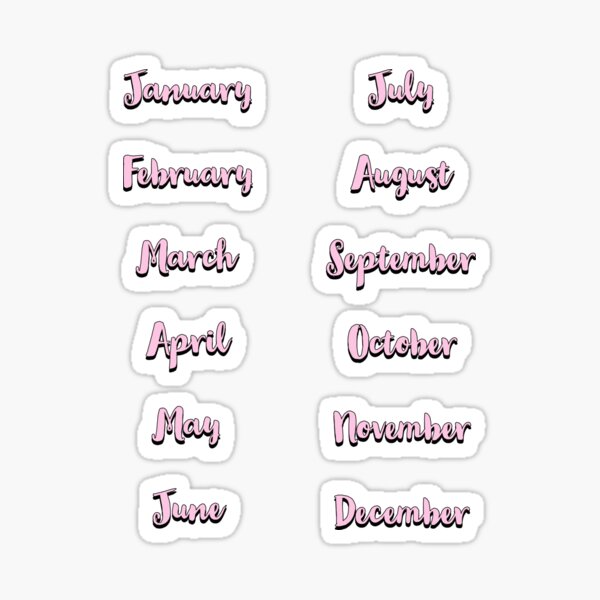 "Cute Light pink Months of the year sticker pack - months of the year ...