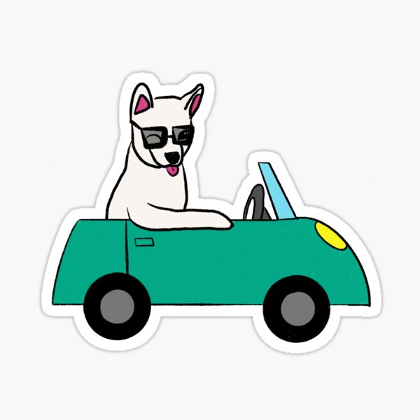 "Korean Dog driving a car" Sticker for Sale by Yunizz | Redbubble