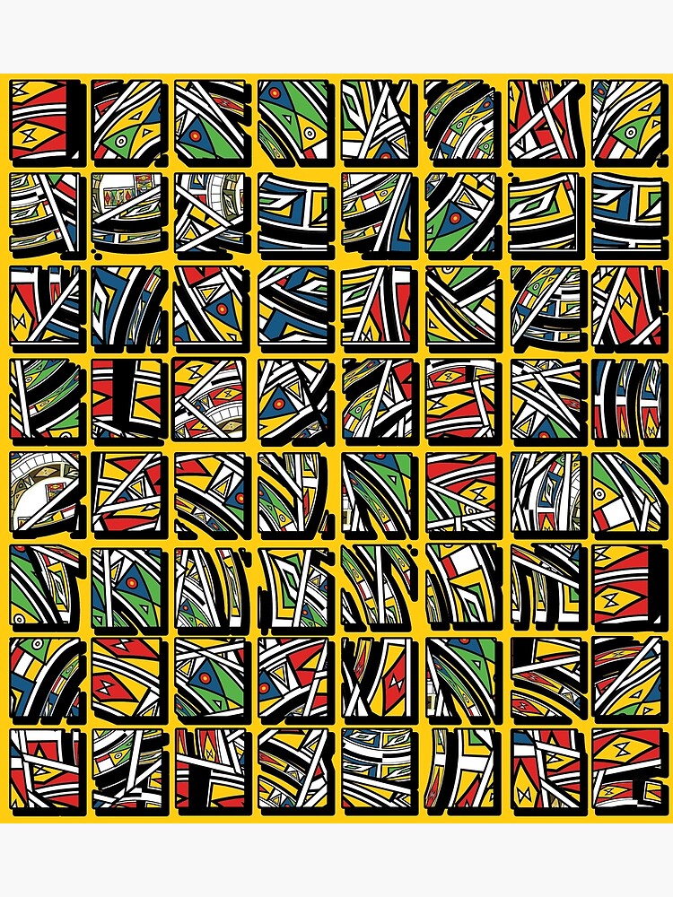 "Ndebele Art Prints in blocks mural art Yellow background" Poster by ...