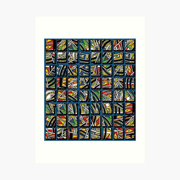 "Ndebele Art Prints in blocks mural art Blue background" Art Print for ...