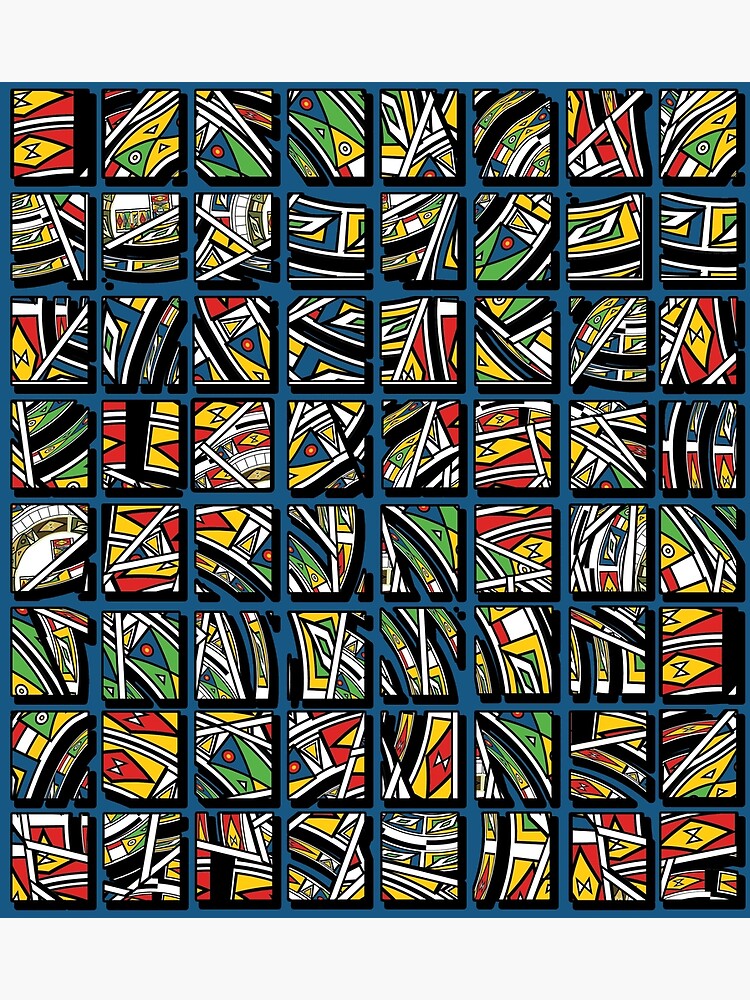 "Ndebele Art Prints in blocks mural art Blue background" Poster by ...