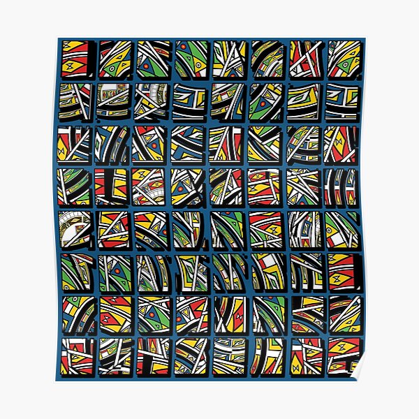 "Ndebele Art Prints in blocks mural art Blue background" Poster by ...