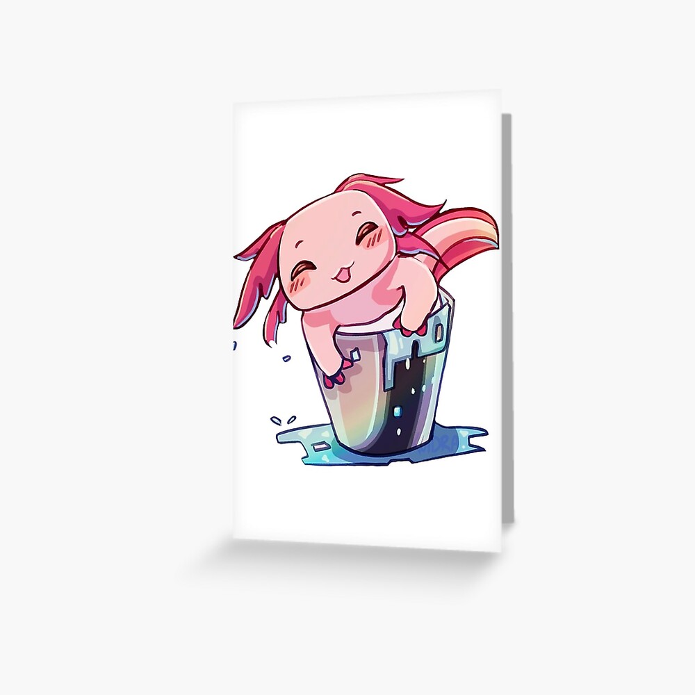 "Minecraft Cute Axolotl Illustration, Cute Axolotl in a Bin, Minecraft ...