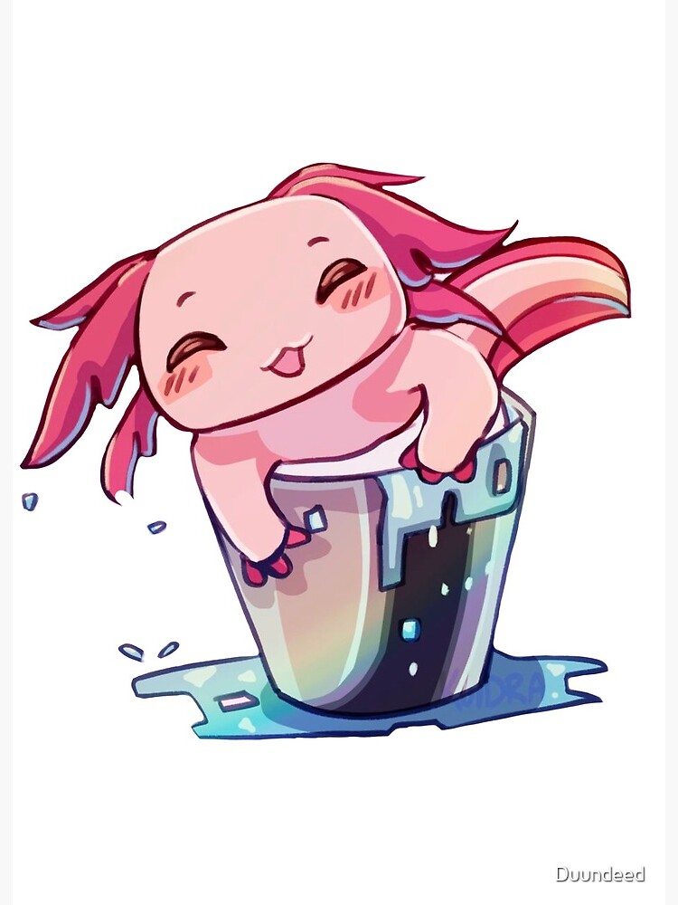 "Minecraft Cute Axolotl Illustration, Cute Axolotl in a Bin, Minecraft ...