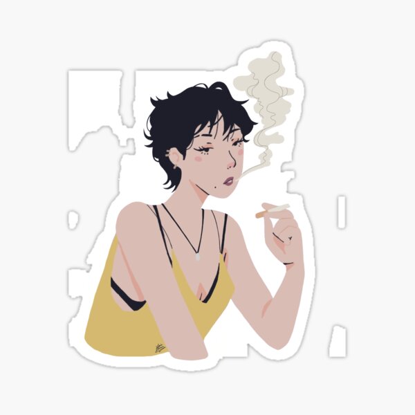 "Woman Smoking Cigarette" Sticker by MemoryDream | Redbubble